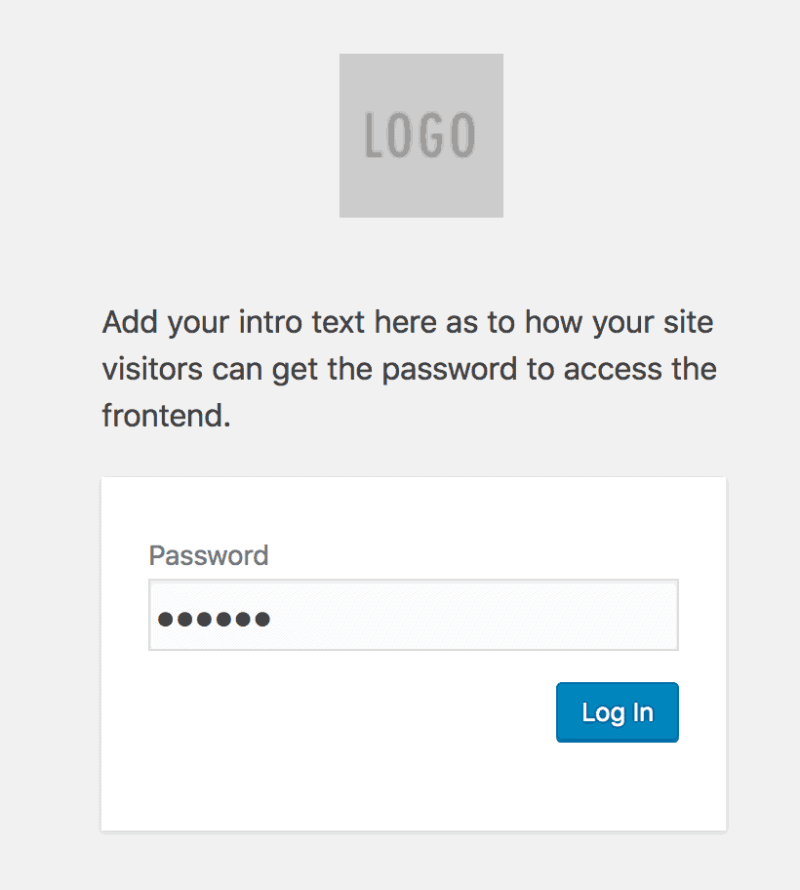 Login page in Oxygen